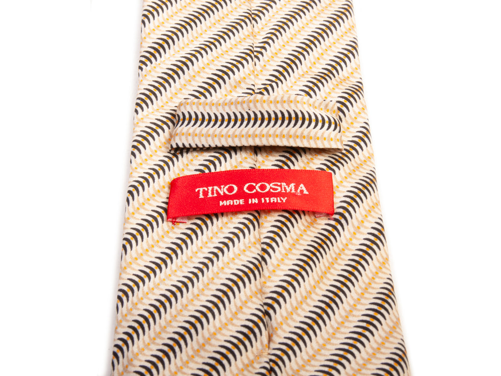 Tino Cosma Brown Pattern Striped Satin Tie– Luxmrkt.com